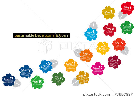 17 goals of SDGs CMYK designated color cherry... - Stock Illustration ...