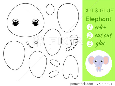 Coloring book cut and glue baby elephant.... - Stock Illustration ...
