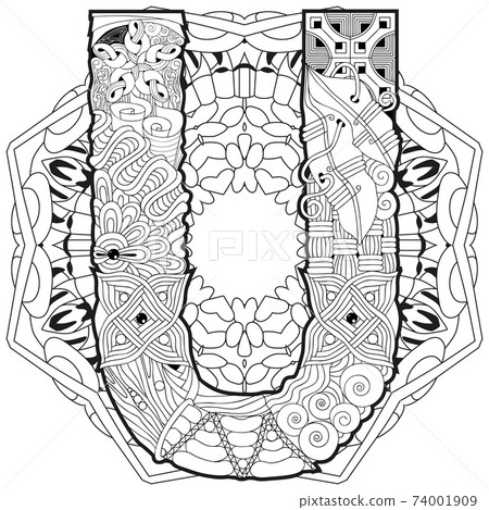 Mandala with letter U for coloring. Vector...-插圖素材 [74001909] - PIXTA圖庫