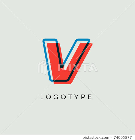 Stunning Letter V with 3d color contour,... - Stock Illustration ...