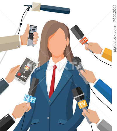Press conference concept, news, media, journalism. - Stock Illustration ...