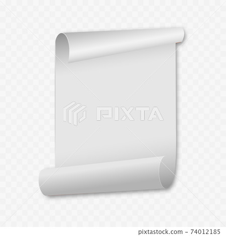 Grey ribbon scroll curved paper on transparent... - Stock Illustration ...
