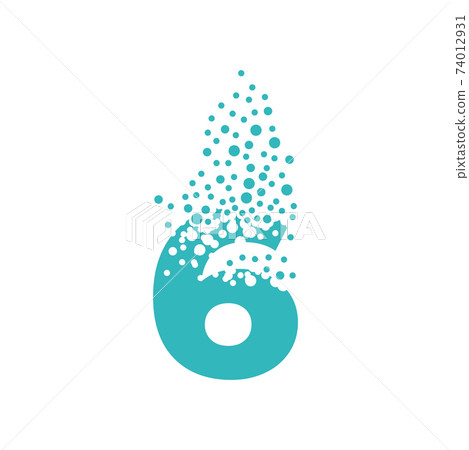 Number 6 dispersing into a cloud of bubbles. Six - Stock Illustration ...