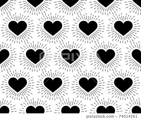 Seamless pattern. Black Heart with rays on a... - Stock Illustration ...