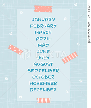 Blue Months from January to December in English... - Stock Illustration ...