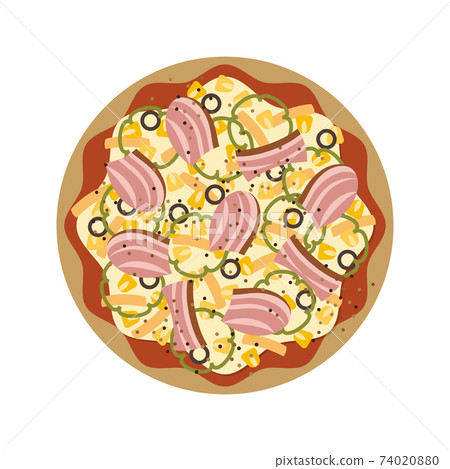 bacon and corn pizza illustration - Stock Illustration [74020880] - PIXTA