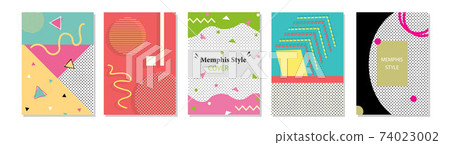 Set of Memphis Style Covers. Flat Vector... - Stock Illustration ...