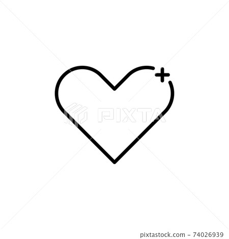 Heart plus sign. Favorite icon in thin outline... - Stock Illustration ...