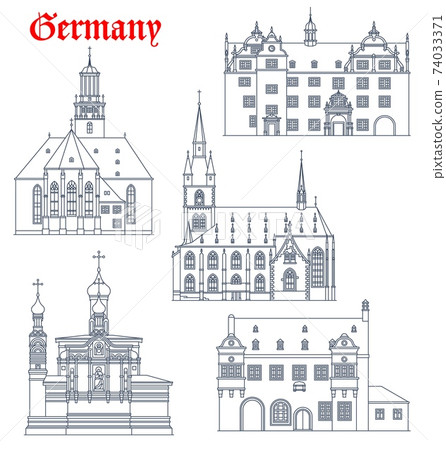 Germany landmarks architecture, German Darmstadt - Stock Illustration ...