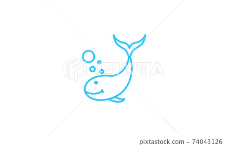 blue fish cartoon line with water bubble logo... - Stock Illustration ...
