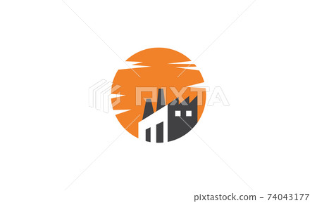 simple factory with sunset logo symbol icon... - Stock Illustration ...