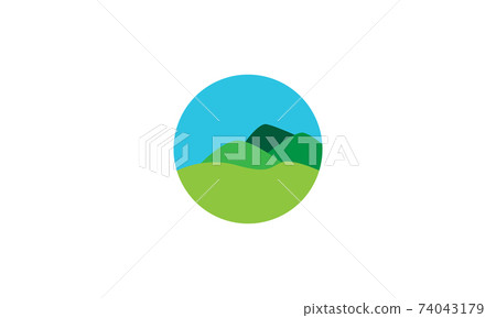 landscape green hill circle logo symbol icon... - Stock Illustration ...