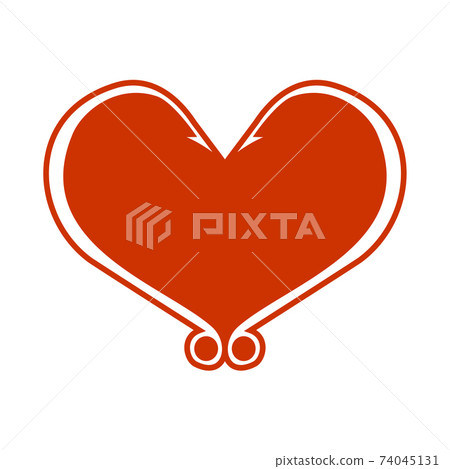 I love fishing. Red heart icon isolated on... - Stock Illustration ...