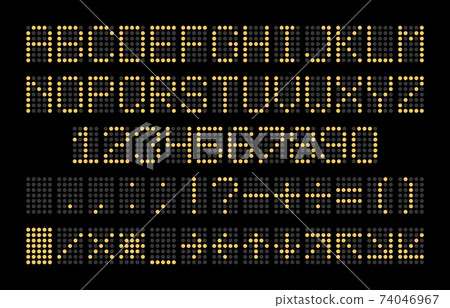 Led display font. Dot light english alphabet,... - Stock Illustration ...