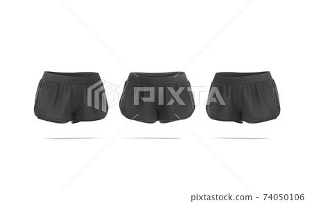 Blank black women shorts mockup, front and side... - Stock Illustration ...