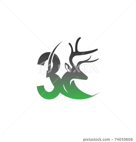 Number 3 icon logo with deer illustration design - Stock Illustration ...