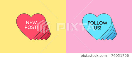 New post and Follow us, banners. Social media... - Stock Illustration ...