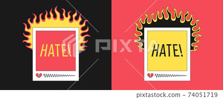 Social media banner with fire and heading Hate.... - Stock Illustration ...
