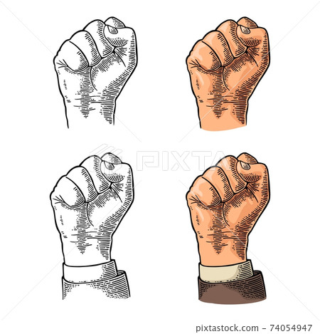 Human hand with a clenched fist. Vector black... - Stock Illustration ...