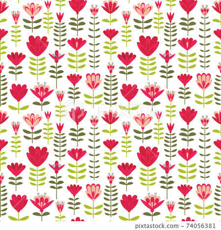 Floral blooms hand drawn vertical vector pattern - Stock Illustration ...