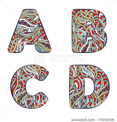 Letters A, B, C, D. Set colorful alphabet of... - Stock Illustration ...