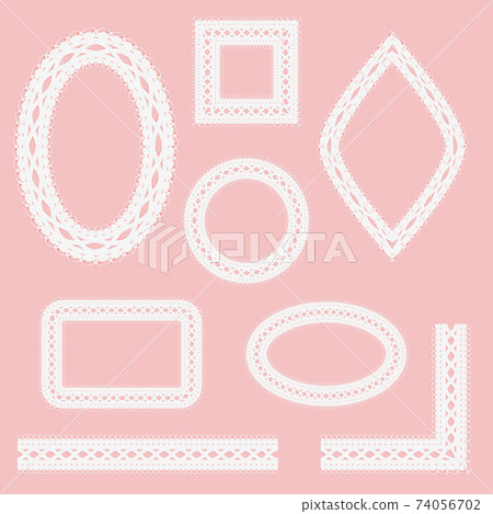 Set of lacy frames, ribbons and corners. - Stock Illustration [74056702 ...