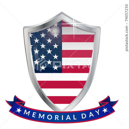 Memorial Day silver shield and ribbon with the... - Stock Illustration ...