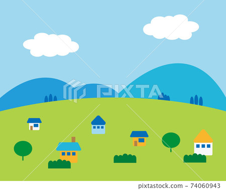 Idyllic landscape illustration material - Stock Illustration [74060943 ...