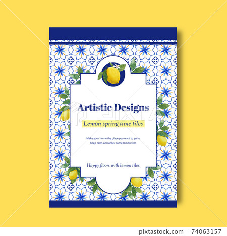 Poster template with Italian tile concept... - Stock Illustration ...