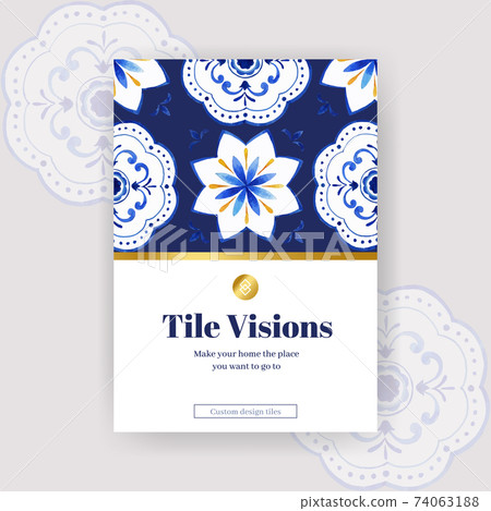 Poster template with Italian tile concept... - Stock Illustration ...