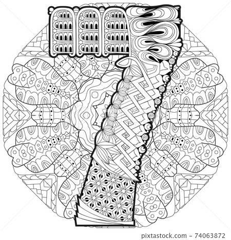 Mandala with numero seven for coloring. Vector... - Stock Illustration ...