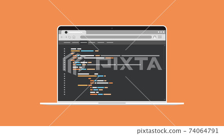software source programming code on laptop... - Stock Illustration ...