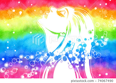 Sideways female paper-cutting facing up - Stock Illustration [74067490 ...