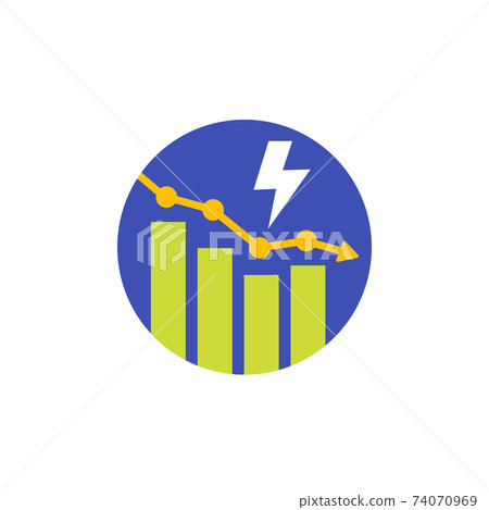 power consumption decrease, reduction vector icon - Stock Illustration [74070969] - PIXTA