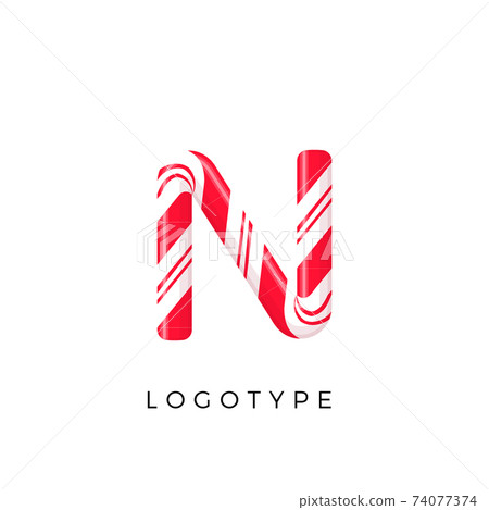 Candy letter N with bright red and white... - Stock Illustration ...