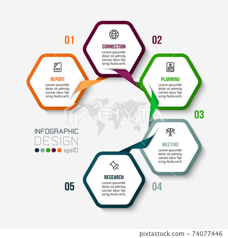 5 steps of the hexagonal pattern, can be used... - Stock Illustration ...