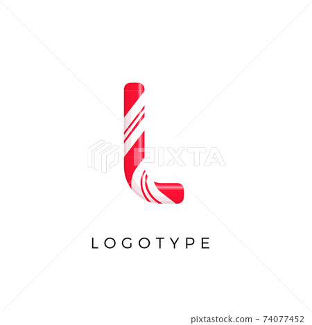 Candy letter L with bright red and white... - Stock Illustration ...