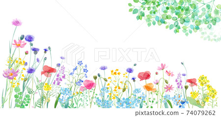 A watercolor illustration of the spring fields... - Stock Illustration ...