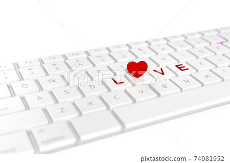 White computer keyboard button LOVE text with... - Stock Illustration ...
