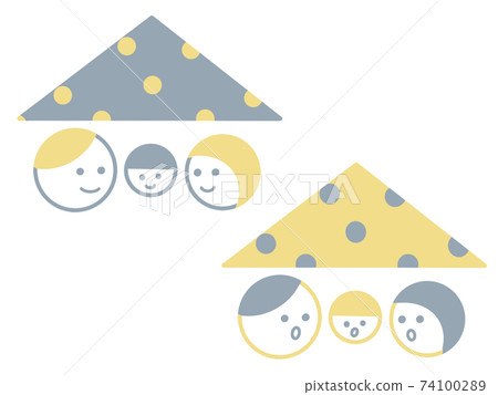 Family illustration under one roof - Stock Illustration [74100289] - PIXTA