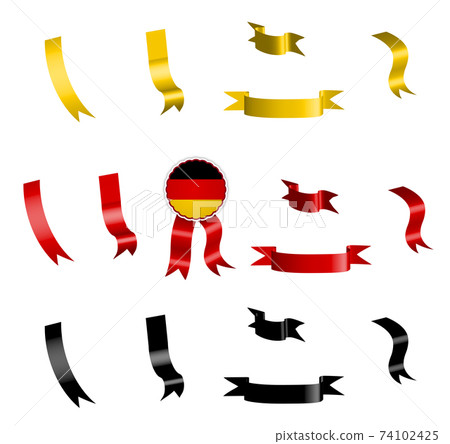 label, set of red, yellow and black ribbons... - Stock Illustration ...