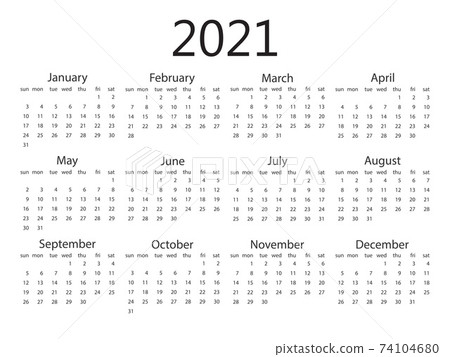 2021 calendar, week starts Sunday. Vector... - Stock Illustration ...