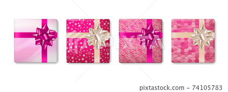 Set of gift boxes with bow for Valentines Day,... - Stock Illustration ...