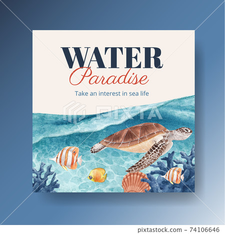 Advertise template with sea life concept design... - Stock Illustration ...