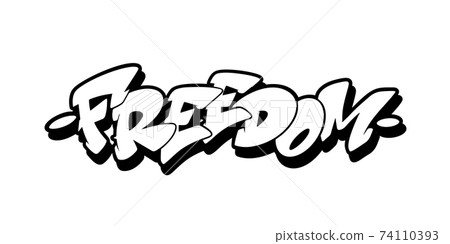Freedom font in graffiti style. Vector... - Stock Illustration ...