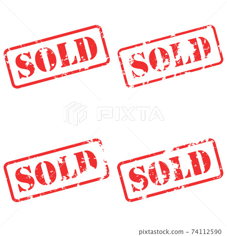 Sold stamp set. Red grungy design element... - Stock Illustration ...