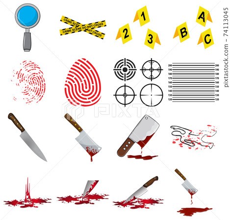 Murder icon set. Crime symbol collection.... - Stock Illustration ...