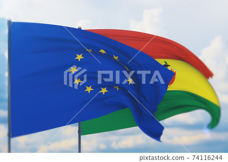 Waving European Union flag and flag of Bolivia.... - Stock Illustration [74116244] - PIXTA