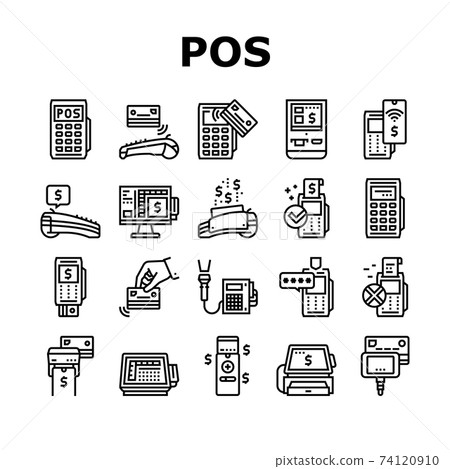 Pos Terminal Device Collection Icons Set Vector-插圖素材 [74120910] - PIXTA圖庫