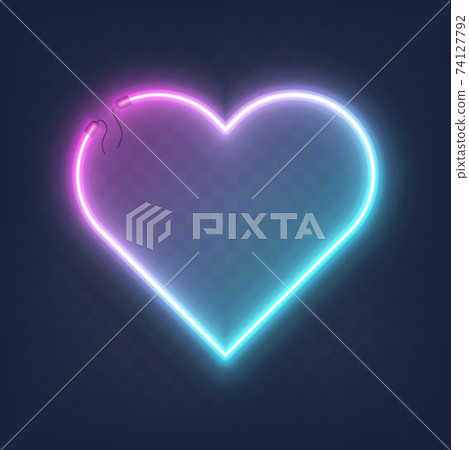 Realistic glowing shape neon heart frame... - Stock Illustration ...